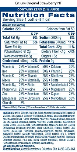 Ensure Original Nutrition Shake, Strawberry, 8 Ounces, 12 Count