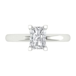 1 ct brilliant emerald cut clear simulated diamond 14k white gold solitaire engagement promise bridal ring size 5