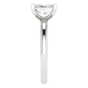 1 Ct Brilliant Emerald Cut Clear Simulated Diamond 14K White Gold Solitaire Engagement Promise Bridal Ring Size 5