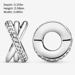 Pandora Jewelry Sparkling and Polished Lines Spacer Cubic Zirconia Charm in Sterling Silver