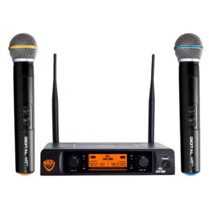 nady dw-22 dual digital wireless handheld microphone system – dual fixed uhf frequency – ultra-low latency with qpsk modulation - dual xlr and mixed ¼” outputs