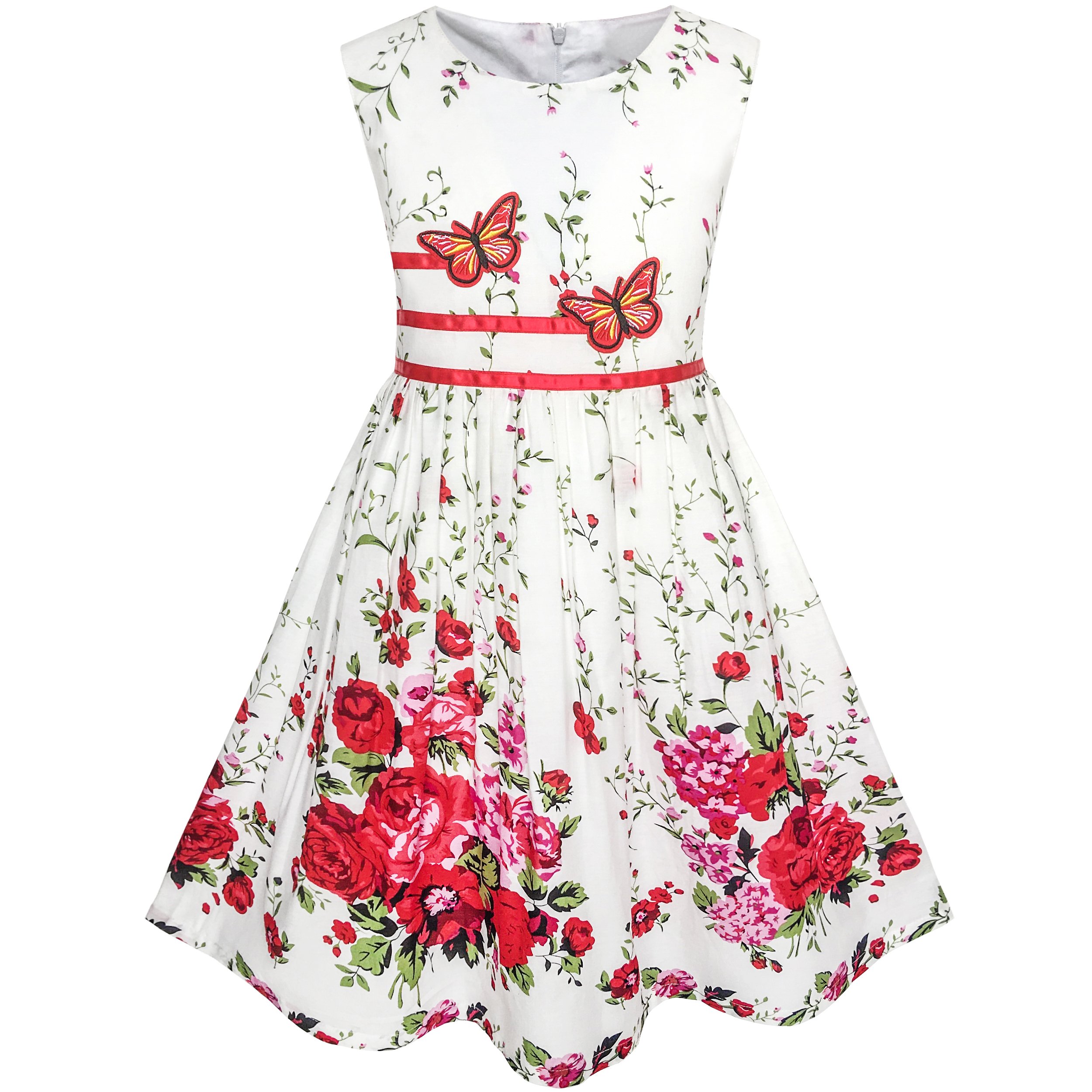 KH31 Girls Dress Flower Party Size 4-5 White