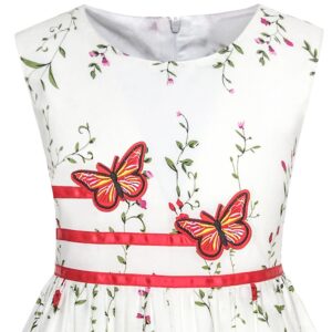 KH31 Girls Dress Flower Party Size 4-5 White