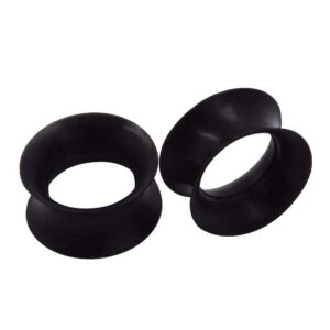 stuppendux 1 pair black soft silicone flexible ear skin tunnels plugs expanders gauges hollow body piercing 9/16" 14mm