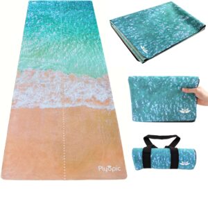 plyopic. 3-in-1 travel yoga mat/hot yoga towel/gym mat topper. non-slip, portable, foldable, washable and eco-friendly | 1.5mm thin | ideal for yoga, hot yoga, pilates, fitness, exercise and travel