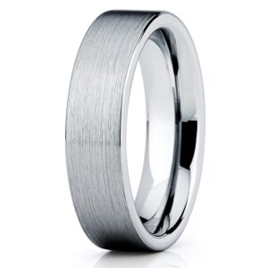 silly kings 6mm silver tungsten carbide wedding band flat shape brushed unisex comfort fit 7.5