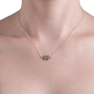 Dote Puzzle Piece Dainty Genuine .925 Sterling Silver Hammered Necklace w/ 16-18" Adjustable Chain Autism Awareness (Hammered)