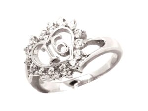 new york 925 sterling silver sweet 16 crystal heart ring