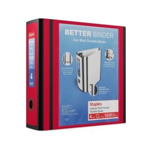 staples 1618291 better 4-inch 3 ring view binder red