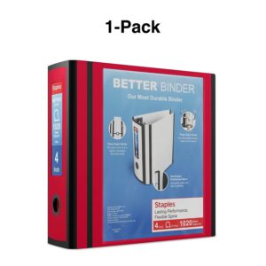 Staples 1618291 Better 4-Inch 3 Ring View Binder Red