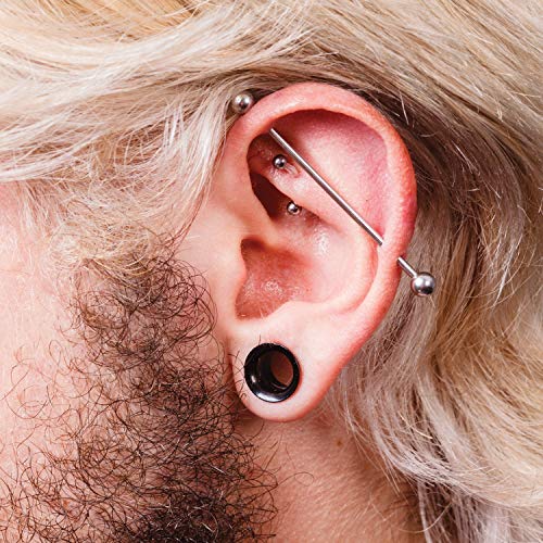 BodyJ4You 24PC Ear Stretching Kit - 00G-20mm Big Gauges - Surgical Steel Single Flare Tunnels Plugs Black Acrylic Tapers - Stretchers Weights Expanders Eyelets