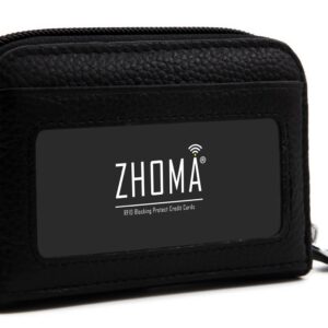 ZHOMA RFID Blocking Genuine Leather Credit Card Case Holder Security Travel Wallet - Black