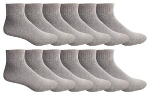 socks'nbulk 12 pairs men's ankle socks, athletic sports running socks, quarter length (gray)