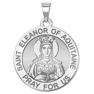 picturesongold.com saint eleanor of aquitaine round religious medal - 2/3 inch size of dime, sterling silver