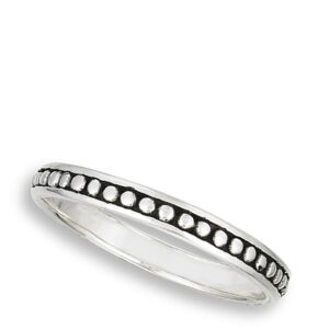 Thin Eternity Beaded Bali Round Dot Ring New 925 Sterling Silver Band Size 6