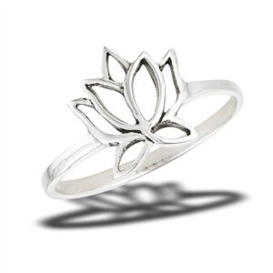 filigree lotus flower vintage ring new .925 sterling silver band size 6