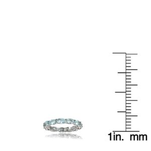 Ice Gems Sterling Silver Blue Topaz 5x3mm Oval-cut Eternity Band Ring, Size 8