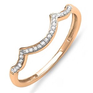 dazzlingrock collection 0.10 carat (cttw) round white diamond stackable wedding contour band in 14k rose gold size 6.5