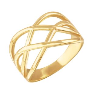 fine 14k yellow gold celtic knot wide band ring for women (size 8)