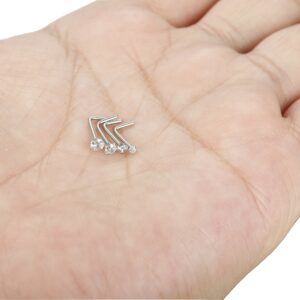 Jstyle 20G 4 Pcs Stainless Steel Nose Rings Studs L-Shape Piercing Body Jewelry 1.5mm 2mm 2.5mm 3mm S