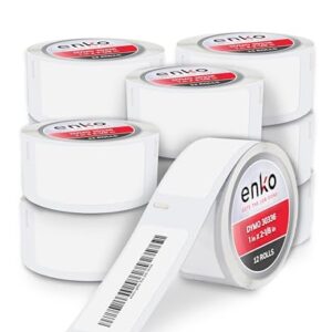 enKo Compatible for Dymo 30336 Labels (1 x 2-1/8 inches) - 12 Rolls, 6000 Labels for Dymo LabelWriter 450 Turbo Printer and 4XL - Direct Thermal Address, Shipping and Barcode Labels