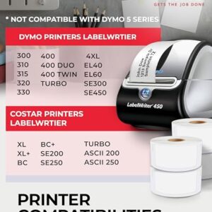 enKo Compatible for Dymo 30336 Labels (1 x 2-1/8 inches) - 12 Rolls, 6000 Labels for Dymo LabelWriter 450 Turbo Printer and 4XL - Direct Thermal Address, Shipping and Barcode Labels