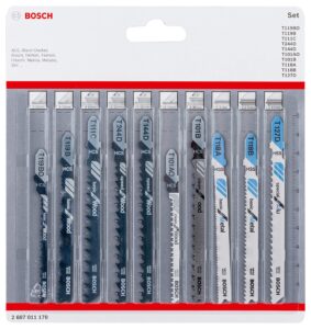 bosch professional accessories 2607011170 bosch professional 10 piece set jigsaw blades set (for wood and metal, accessories for jigsaw with t-shaft holder)