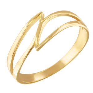 modern contemporary rings dainty 10k gold double swish outline open design ring (size 7)