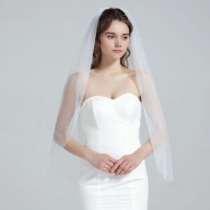 BEAUTELICATE Wedding Bridal Veil with Comb 1 Tier Cut Edge Fingertip&Cathedral Length