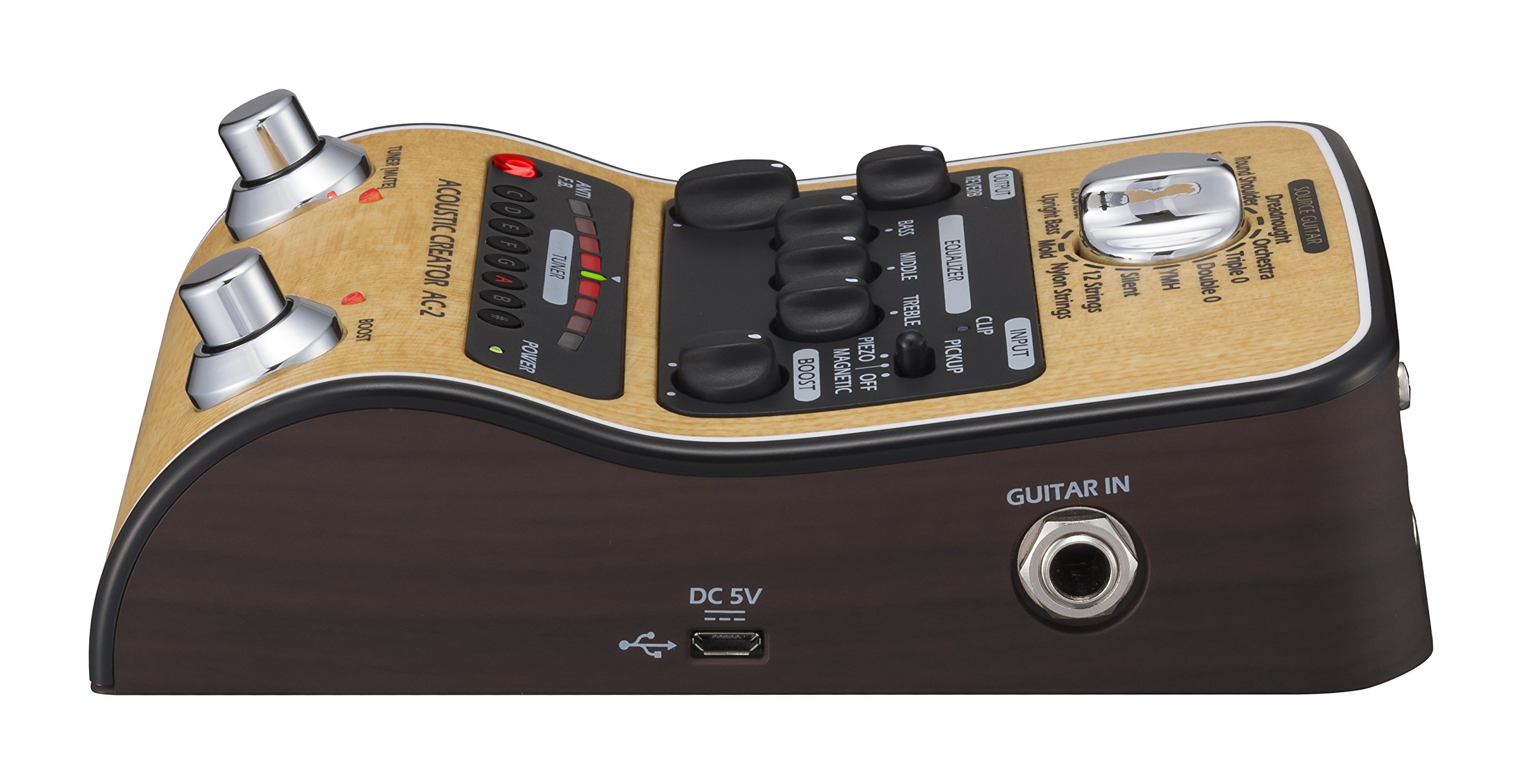 Zoom AC-2 Acoustic Creator, Acoustic DI with Tone Restoration, Tuner, Reverb, EQ, and Anti-Feedback