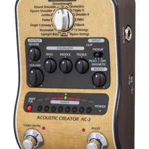 Zoom AC-2 Acoustic Creator, Acoustic DI with Tone Restoration, Tuner, Reverb, EQ, and Anti-Feedback