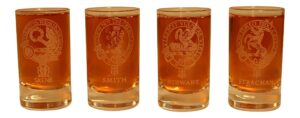 collins glencairn clan crest crystal dram tot glass - skene smith stewart strachan