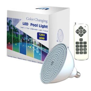 LED Pool Light Bulb for Inground Pool 120V 40W with Remote Control Color Memory Replacement for Pentair Hayward Pool Lights