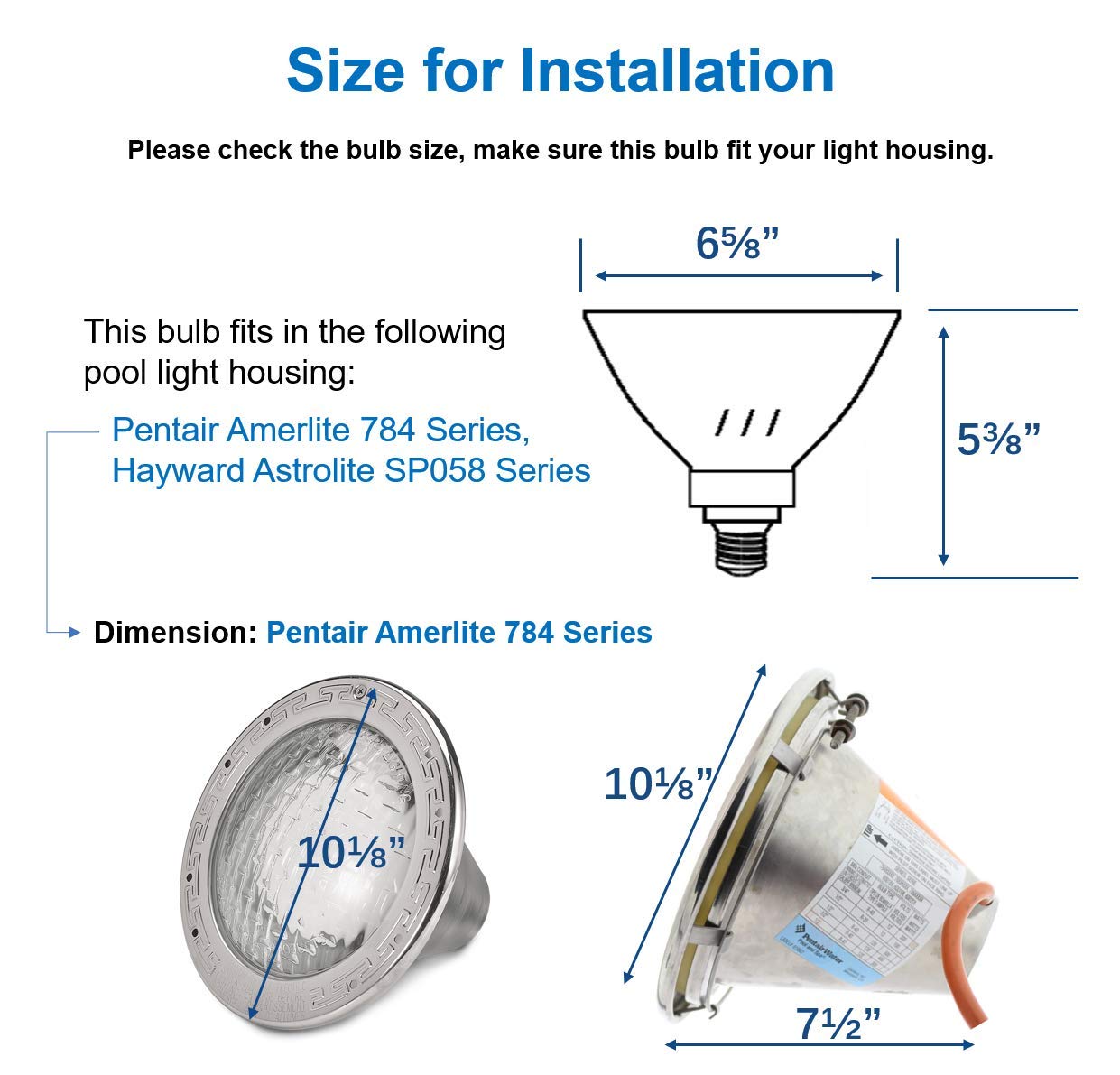 LED Pool Light Bulb for Inground Pool 120V 40W with Remote Control Color Memory Replacement for Pentair Hayward Pool Lights