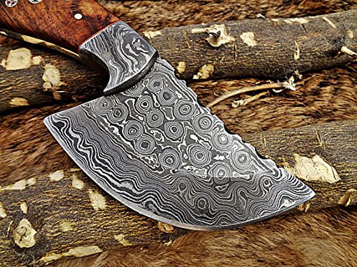 6.7"5 long compact Hand Forged Damascus Steel wide blade skinning Knife with 3.5" cutting, Natural Walnut scale with Damascus Bolster, Cow Hide leather sheath (wood)