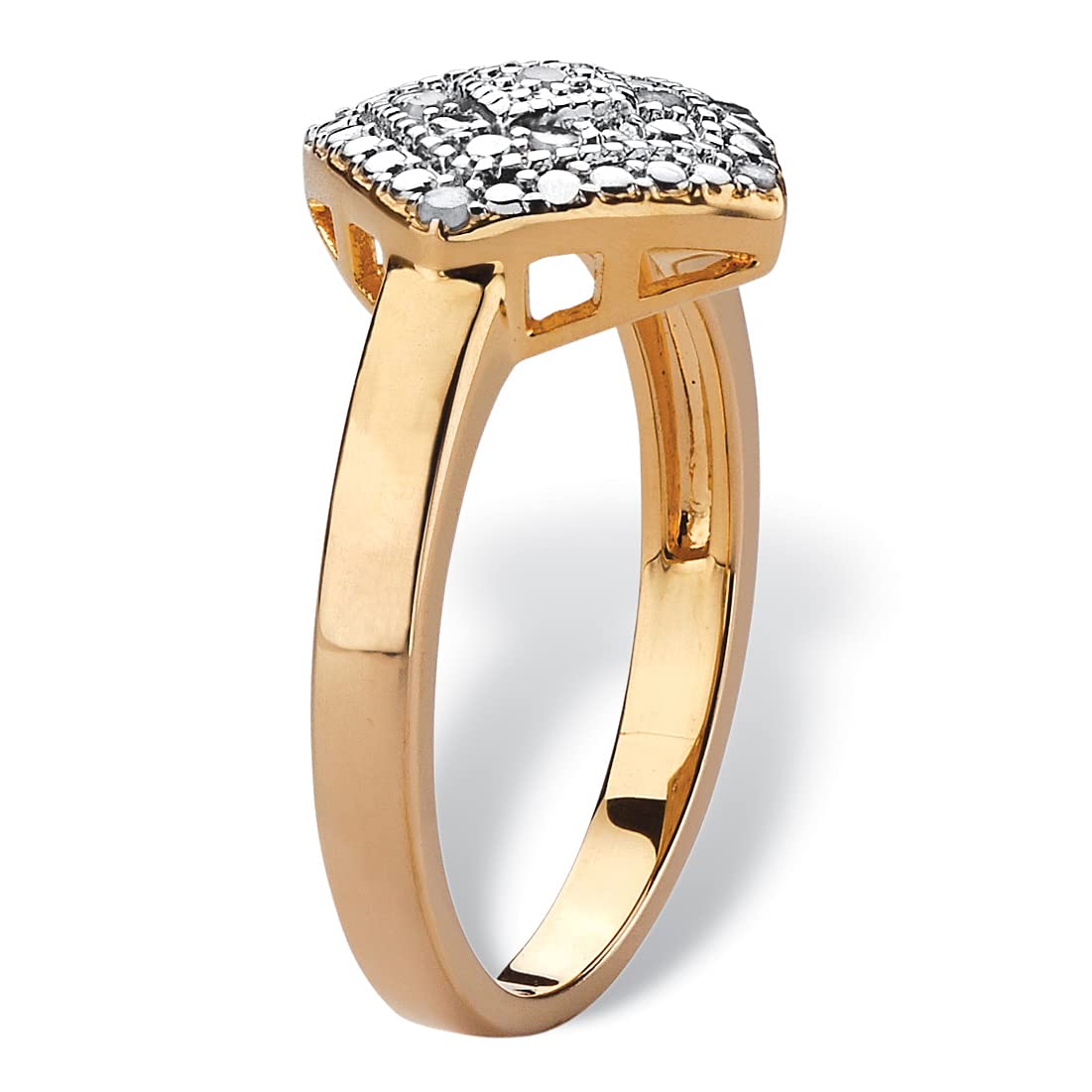 PalmBeach Yellow Gold-plated Genuine Diamond Squared Cluster Ring (1/10 cttw, I Color, I3 Clarity) Sizes 6-10 Size 7