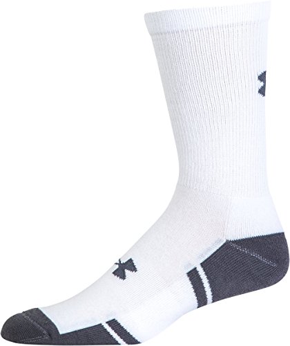 Under Armour Kids' Standard Resistor 3.0 Crew Socks, Multipairs, White/Graphite (6-Pairs), Small