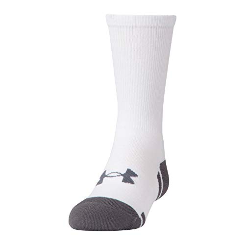 Under Armour Kids' Standard Resistor 3.0 Crew Socks, Multipairs, White/Graphite (6-Pairs), Small