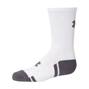 Under Armour Kids' Standard Resistor 3.0 Crew Socks, Multipairs, White/Graphite (6-Pairs), Small