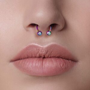 Front Facing Jewel Set Balls IP Over 316L Surgical Steel WildKlass Circular/Horseshoes for Nipple, Septum and Ear Cartilage Piercings (4mm Gold/Clear)