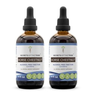 secrets of the tribe horse chestnut tincture alcohol-free liquid extract, horse chestnut (aesculus hippocastanum) dried nut (2x4 fl oz)