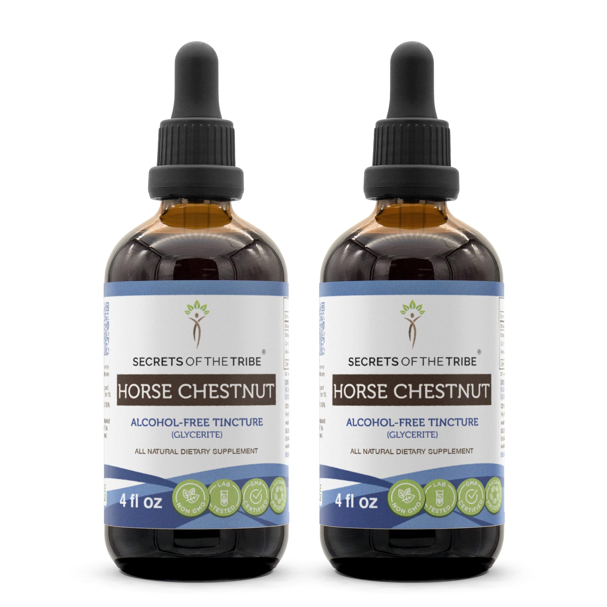 Secrets of the Tribe Horse Chestnut Tincture Alcohol-Free Liquid Extract, Horse Chestnut (Aesculus hippocastanum) Dried Nut (2x4 FL OZ)