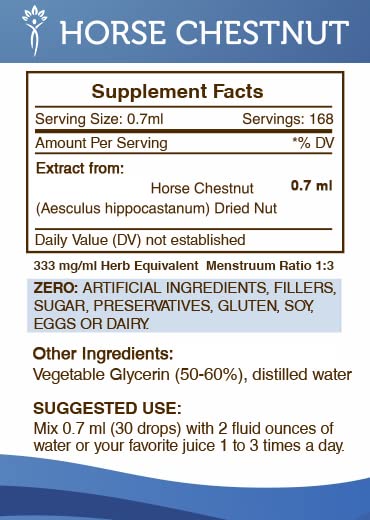 Secrets of the Tribe Horse Chestnut Tincture Alcohol-Free Liquid Extract, Horse Chestnut (Aesculus hippocastanum) Dried Nut (2x4 FL OZ)