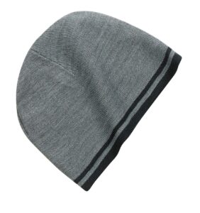 port & company - fine knit skull cap with stripes osfa athletic oxford/black