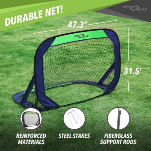 Sport Squad Portable Soccer Goal Net Set - Set of Two 4' Pop Up Training Soccer Goals with Compact Carrying Case - Easy Assembly and Compact Storage - Great for Kids and Adults