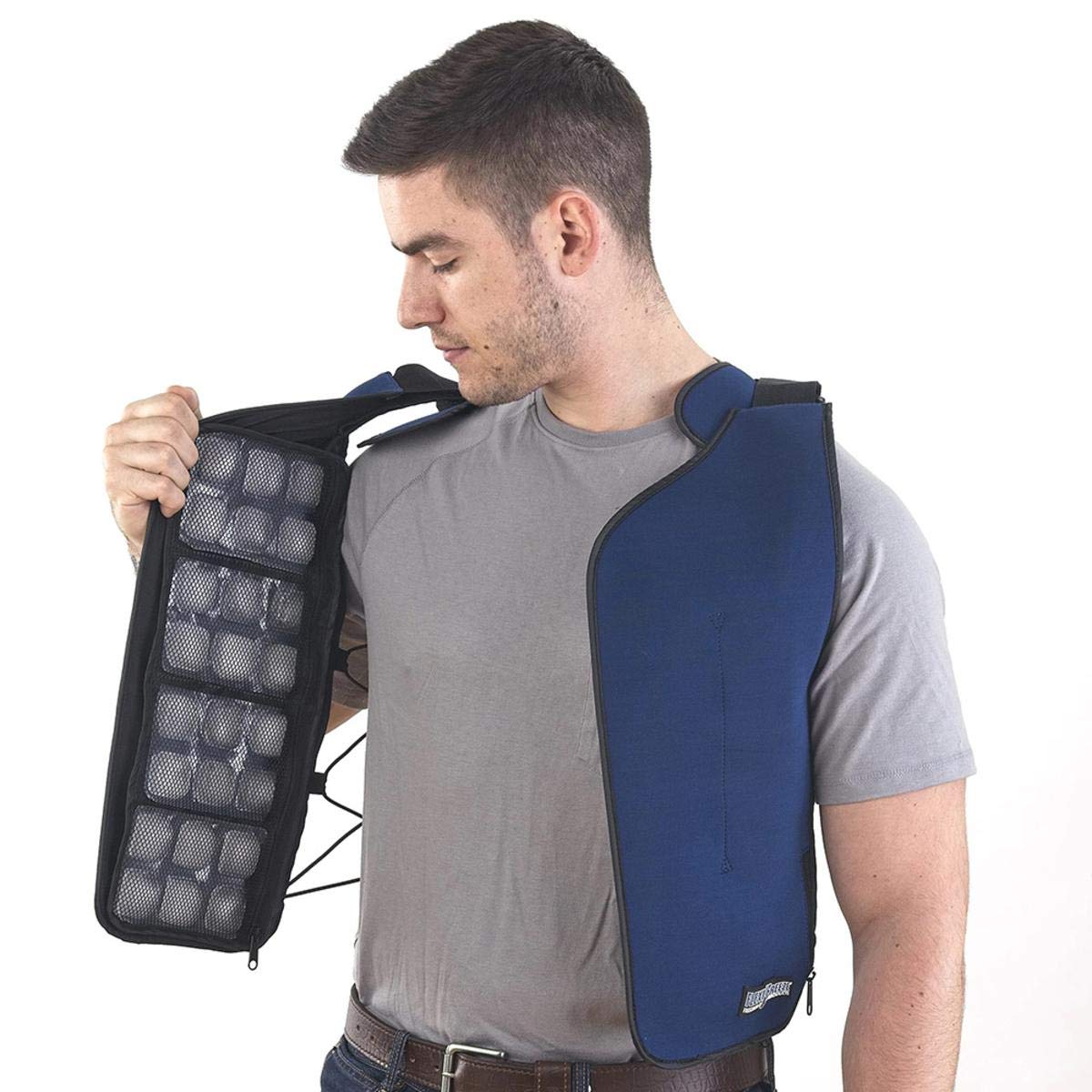 FlexiFreeze Ice Vest Cooling Kit - Cooling Vest with Additional Refill Panel and Travel Cooler (Personal Zipper)