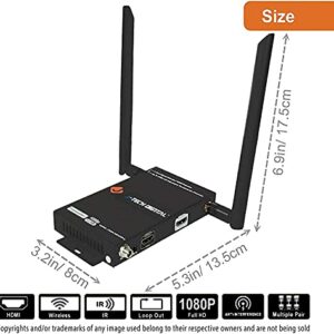 J-Tech Digital 1X2 Wireless HDMI Extender 200’ Dual Antenna Supporting Full HD 1080p with HDMI Loop Output Operation Channel Change IR Passthrough (Receiver + Transmitter 1080P 200ft)