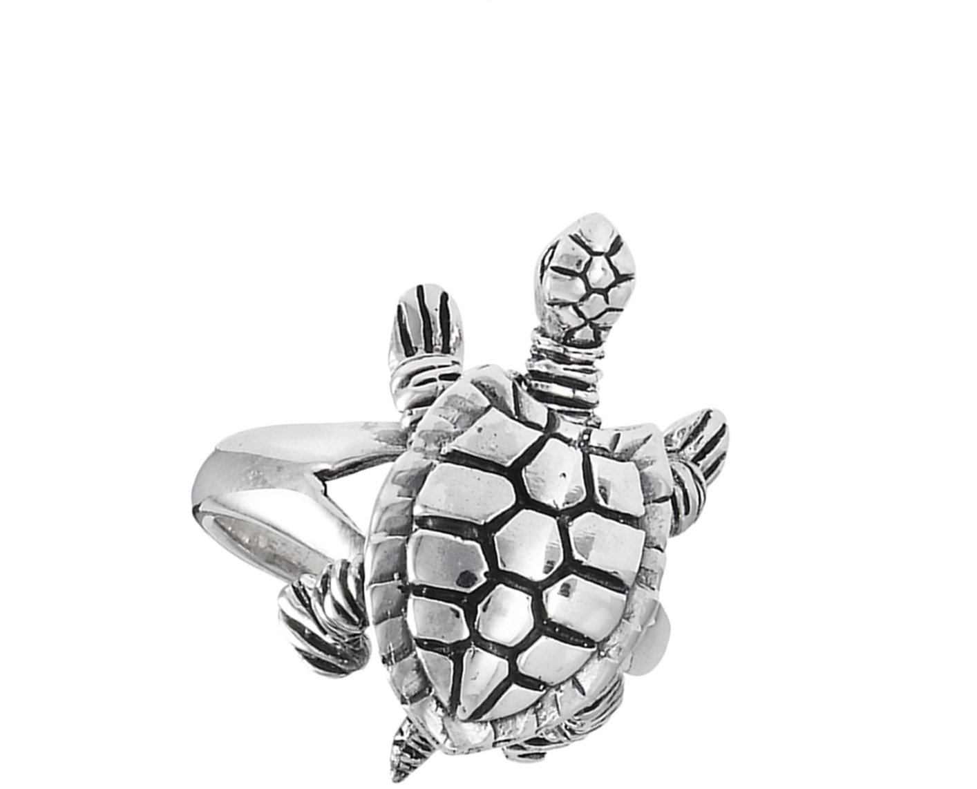 Movable Head Legs Tail Turtle Ring Sterling Silver Detail Animal Band Size 9