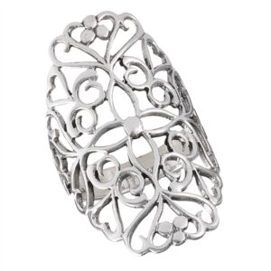 wide filigree cross heart cutout ring new .925 sterling silver band size 7