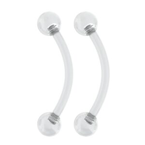 2pc 16g vertical labret retainer curved barbell clear lip plastic gauge earrings ring for women 10mm